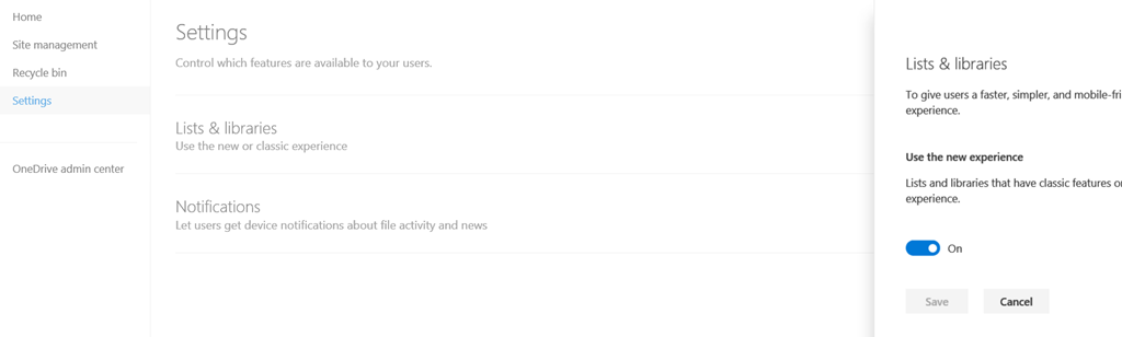 SharePoint Online – New SharePoint Online administration portal