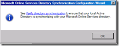 Office 365 – Install and configure Directory Synchronization (DirSync)