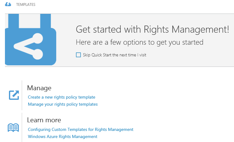 Office 365 – Manage RMS templates