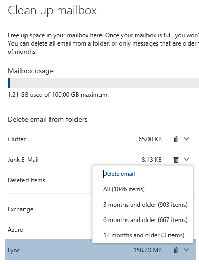 Exchange Online – New functionality to clean up your mailbox