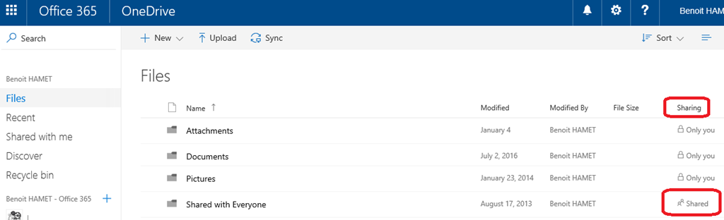 Office 365 – Shared status indicator in OneDrive for Business