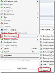 SCCM – You can request a client restart from the SCCM console