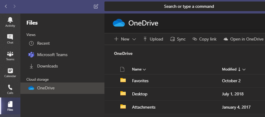Teams – OneDrive is now integrated into Teams