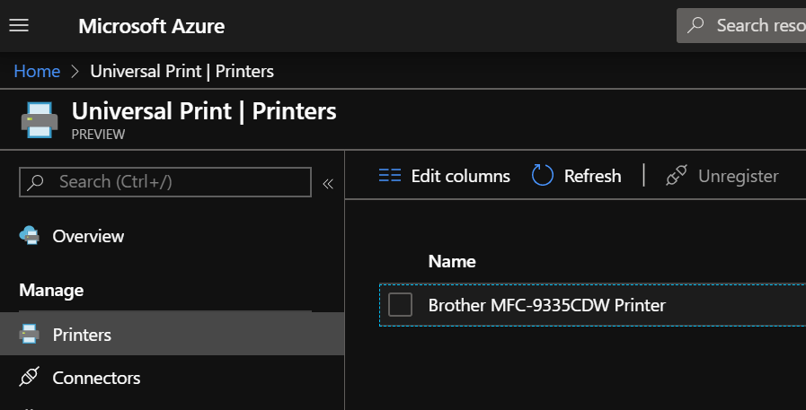 Azure – New cloud print experience (Universal Print) (Preview)