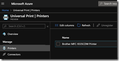 Azure – New cloud print experience (Universal Print) (Preview)