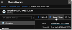 Azure – New cloud print experience (Universal Print) (Preview)