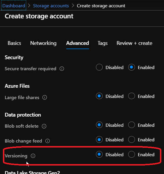 Azure – Storage account blob versioning is available in preview