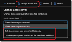 Azure – You can now enable anonymous read access on Blob Storage or Container