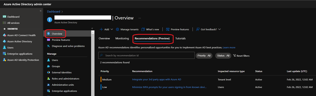Azure AD – Get customized recommendations to improve your Azure AD ...