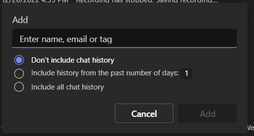 Teams – It is now easier to add somebody to a group chat