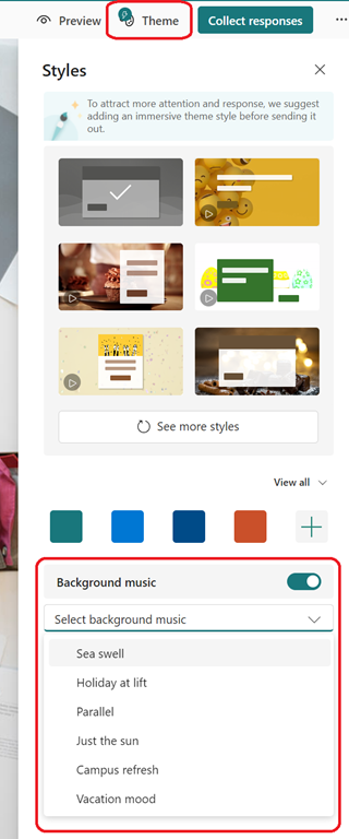 Forms – You can now add background music to your Forms