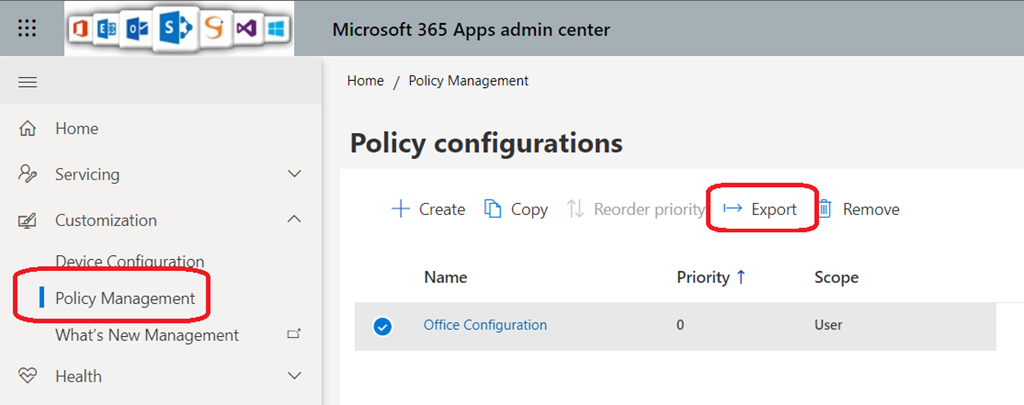 Office 365 – You can now export your Office policy configurations